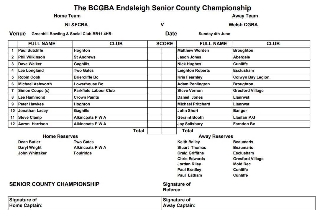 BCGBA Endsleigh Senior County Championship | North Lancs & Fylde County ...